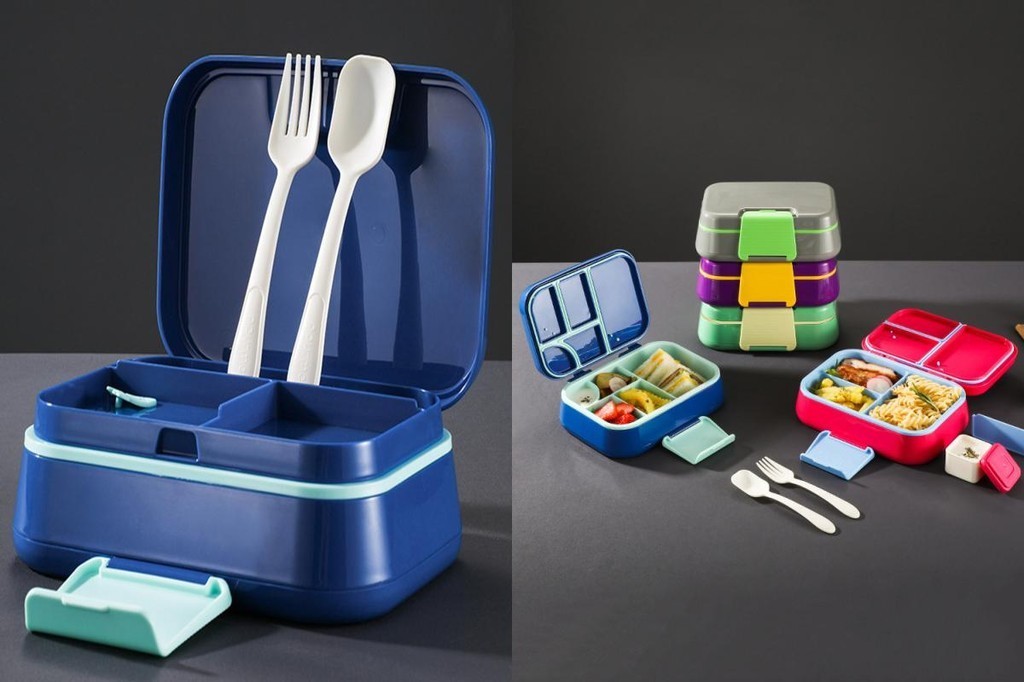 {halfa} 3 Compartment Lunch Container Child-friendly Latch Design Lunch ...