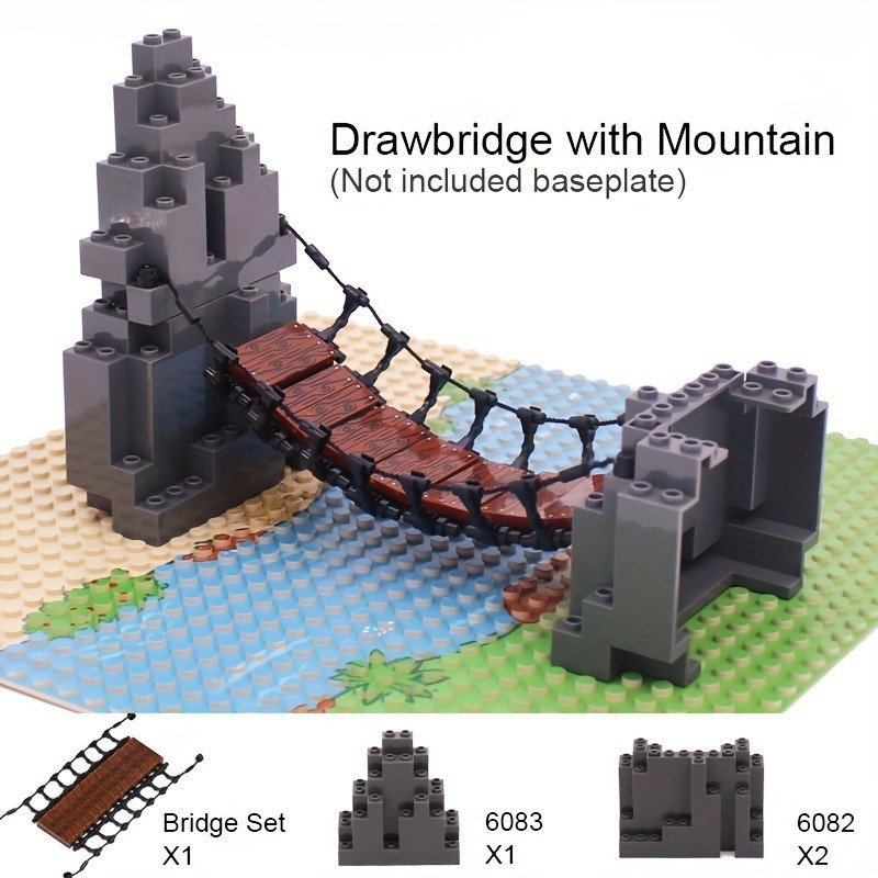 Drawbridge Set Mountain Bridge Stone Classic MOC Bricks Accessories ...