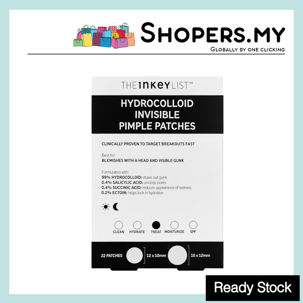 The Inkey List Hydrocolloid Invisible Pimple Patches (22 Patches ...