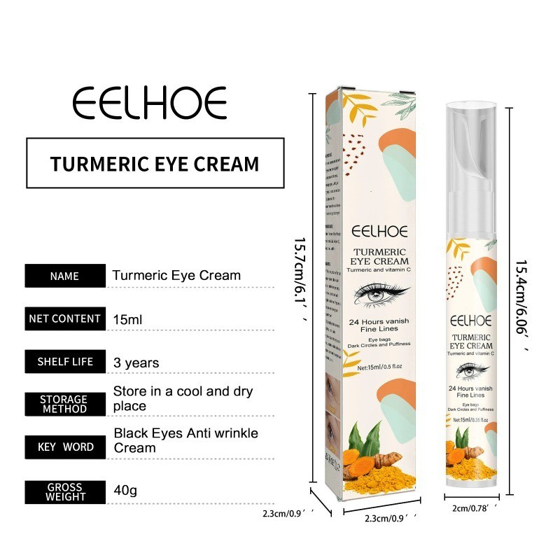 EELHOE Turmeric Whitening Eye Cream Instant Wrinkle Remover Anti Dark ...