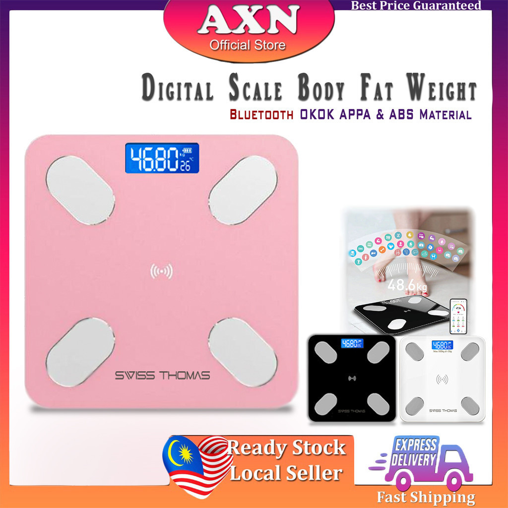 AXN Bluetooth Body Fat Weighing Scale Smart BMI Scale LED Wireless ...