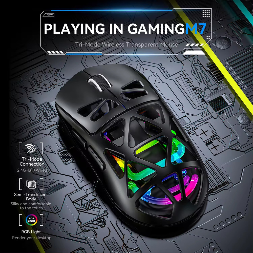 Computer Mouse Type-C Rechargeable Tri-mode 2.4GHz Bluetooth Mouse USB ...