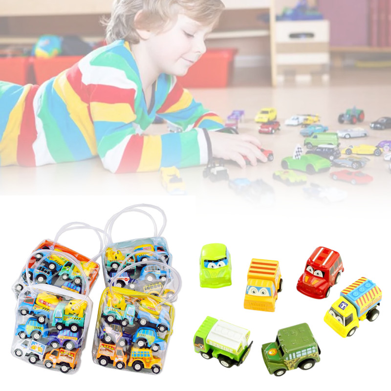 Vibrant Wind-up Mini Car Pack Six Assorted Toy Vehicles For Baby ...
