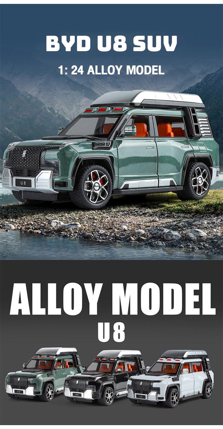 KLT 1:24 BYD Yangwang U8 SUV Metal Alloy Toys Car Model Diecast Vehicle ...