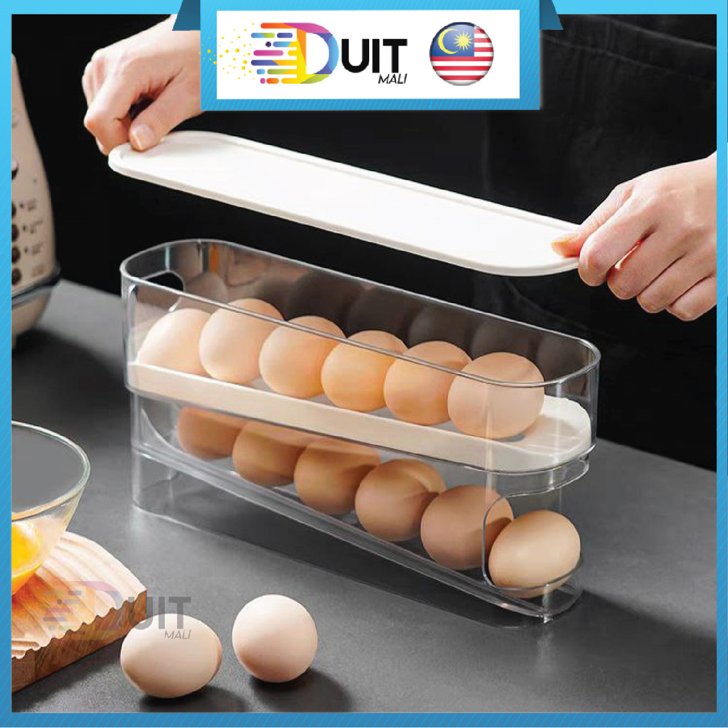 DM Plastic Egg Automatic Roller Container Slide With Lid Food Storage ...