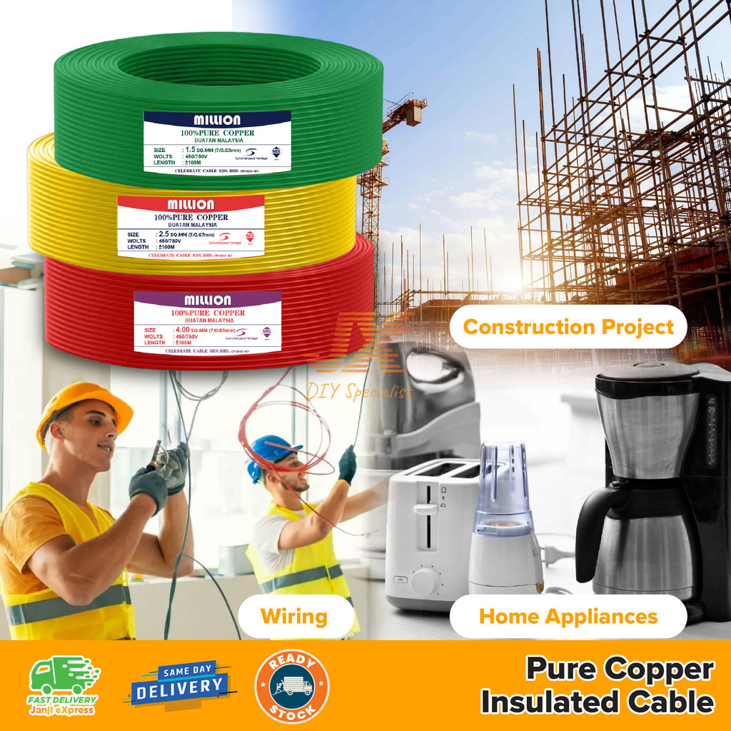 MILLION PVC Insulated Cable Auto Control Cable 100% Pure Copper Wire ...