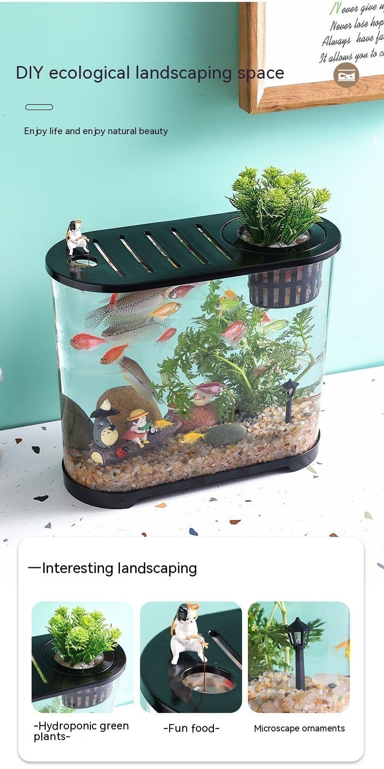 Aquarium Fish Tank Desktop HD Transparent Ecological Betta Fish Tank ...
