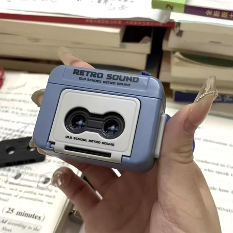 Mini Retro Key Chain Cute Tape Recorder Shape Keyrings Creative Music ...