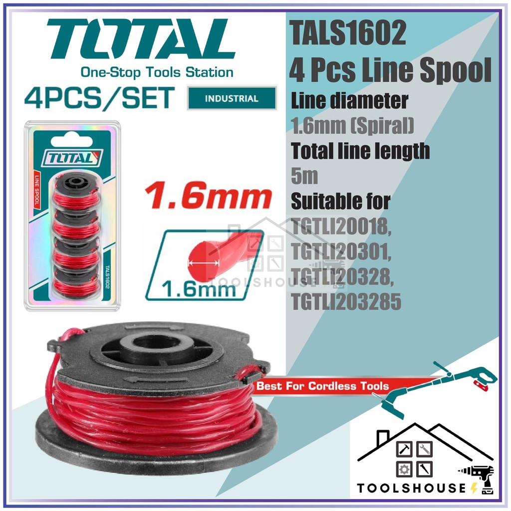 Total TALS1602 4 Pcs Line Spool 割草线轴 (1.6mm x 5M/4 Pcs/Set) for ...