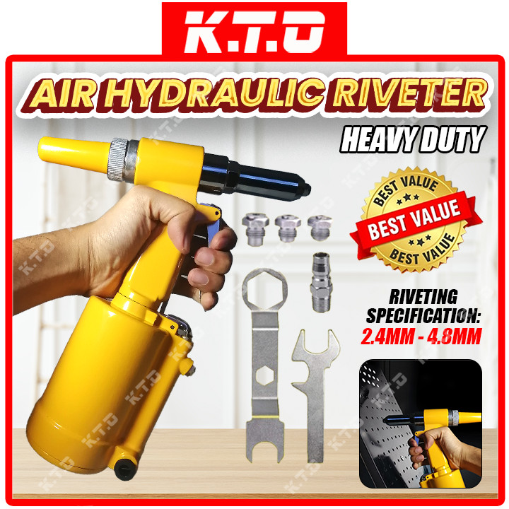 Heavy Duty Air Hydraulic Riveter Pneumatic Rivet Gun Nut Pop Nail Gun ...