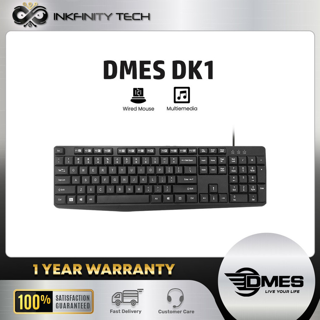 Dmes DK1 USB Wired Keyboard with Ergonomic Button Design For PC Laptop ...