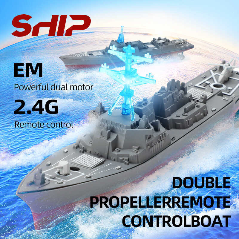 2.4G RC Boat High-Speed Remote Control Ship Simulation Warship Model Toy Mini Battleship Kids ...