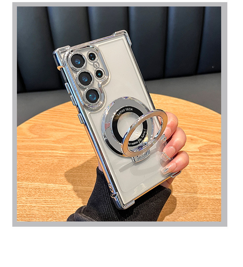 Luxury Magnetic Plating Stand Shockproof Clear Case for Samsung Galaxy ...