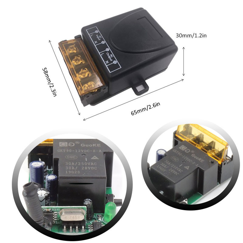 433Mhz Radio Frequency Remote Control Switch AC 220V 110V 30A Wireless ...