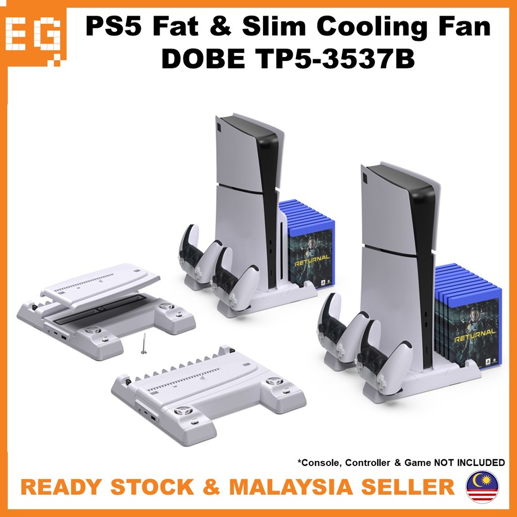 DOBE PS5 Cooling Stand for PS5 Slim / Fat Dual Charging Dock Cooler Fan ...