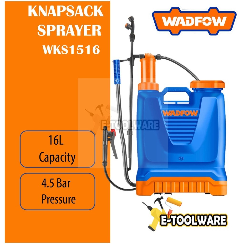 Wadfow Knapsack Sprayer 16L Fiberglass Lance With Adjustable Nozzle Jet ...