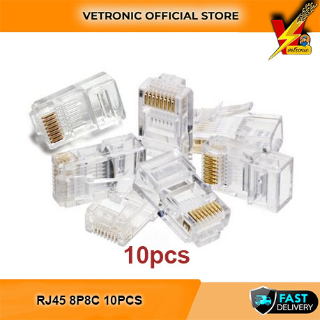 RJ45 Network Cable Connector cat5 CAT6 Golden Plated 3U Crystal Head ...