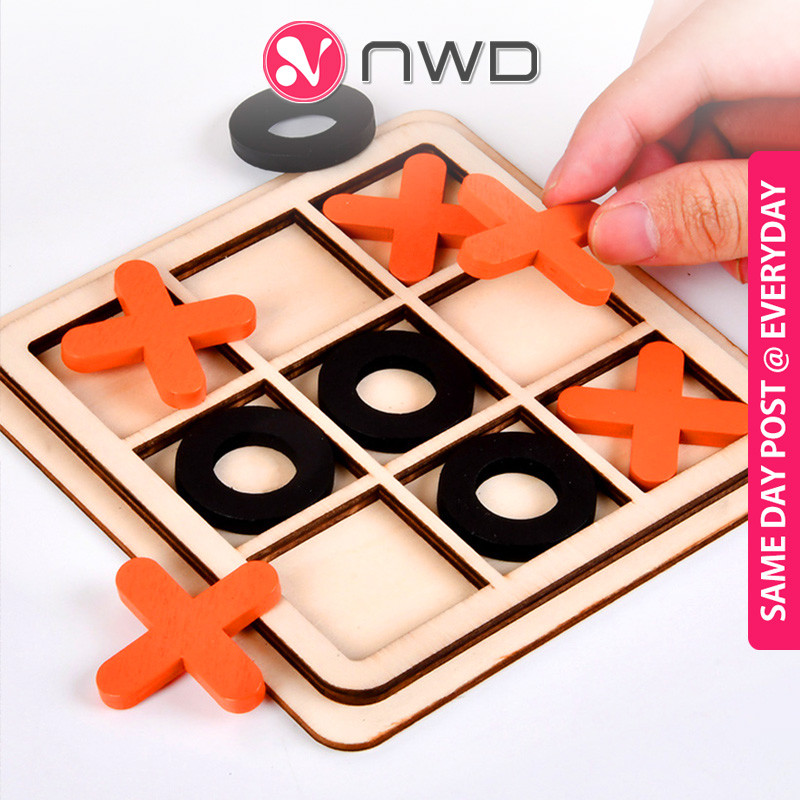 𝗖𝗟𝗔𝗦𝗦𝗜𝗖 𝗙𝗨𝗡 》Wooden Tic Tac Toe Table Game XO Board Puzzle Kids ...