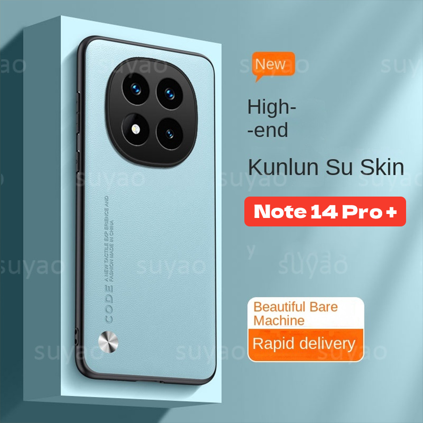 For Redmi Note 14 13 Pro Plus Pro+ ProPlus 2024 Phone Case Plain Skin Leather Casing Note14 ...