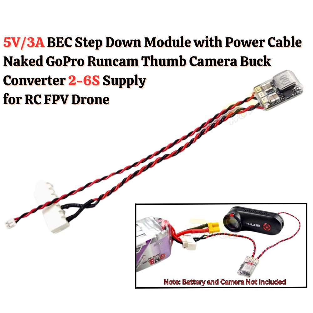Naked GoPro Runcam Thumb Camera Buck Converter 2-6S 5V/3A BEC Step Down ...