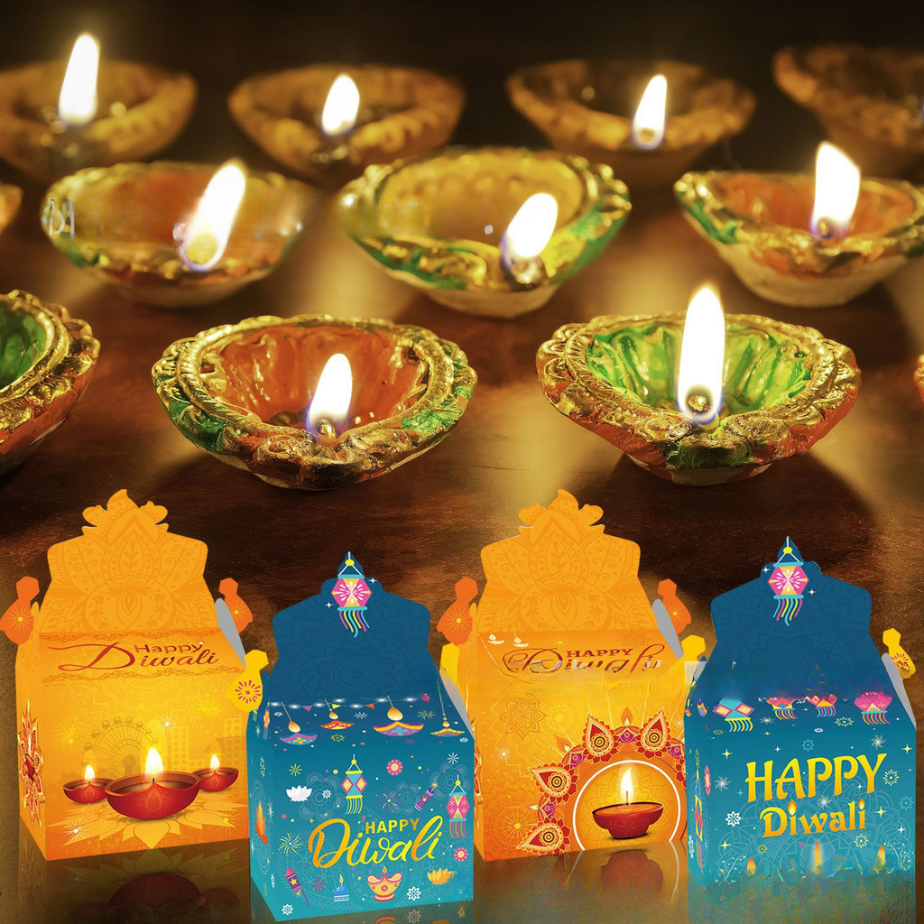 Diwali Decoration Gift Box Deepavali Handheld Kraft Paper Box Deepavali ...