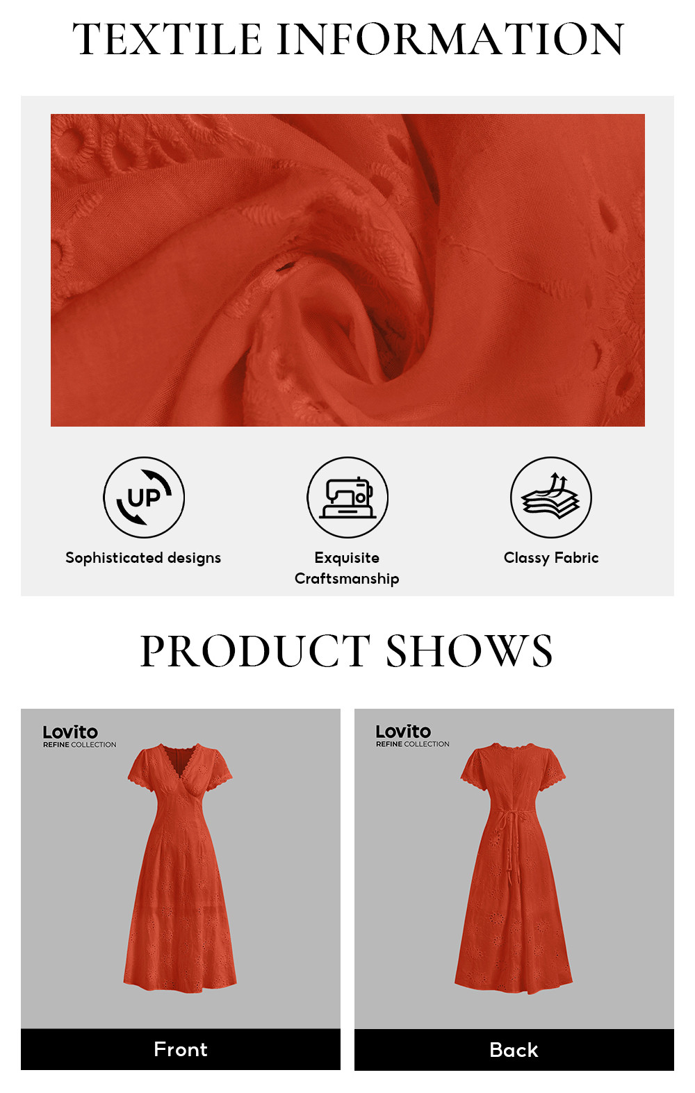 (Lovito Refine) Elegant Dress Zipper Ruffle Neck Double Layer Spring ...