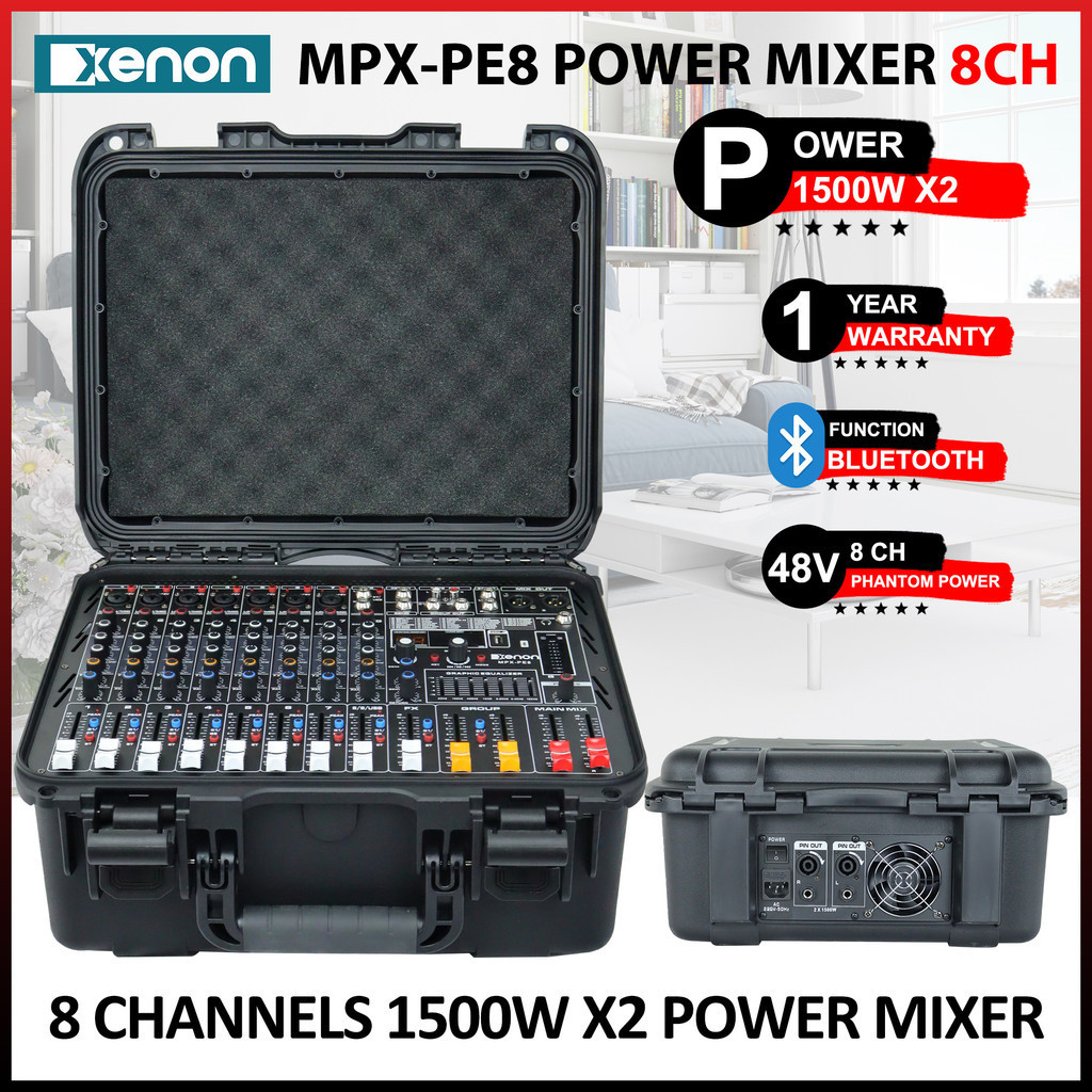 Xenon 8 Channel Power Mixer with Hard Case 2x1500W With Hard Case ...