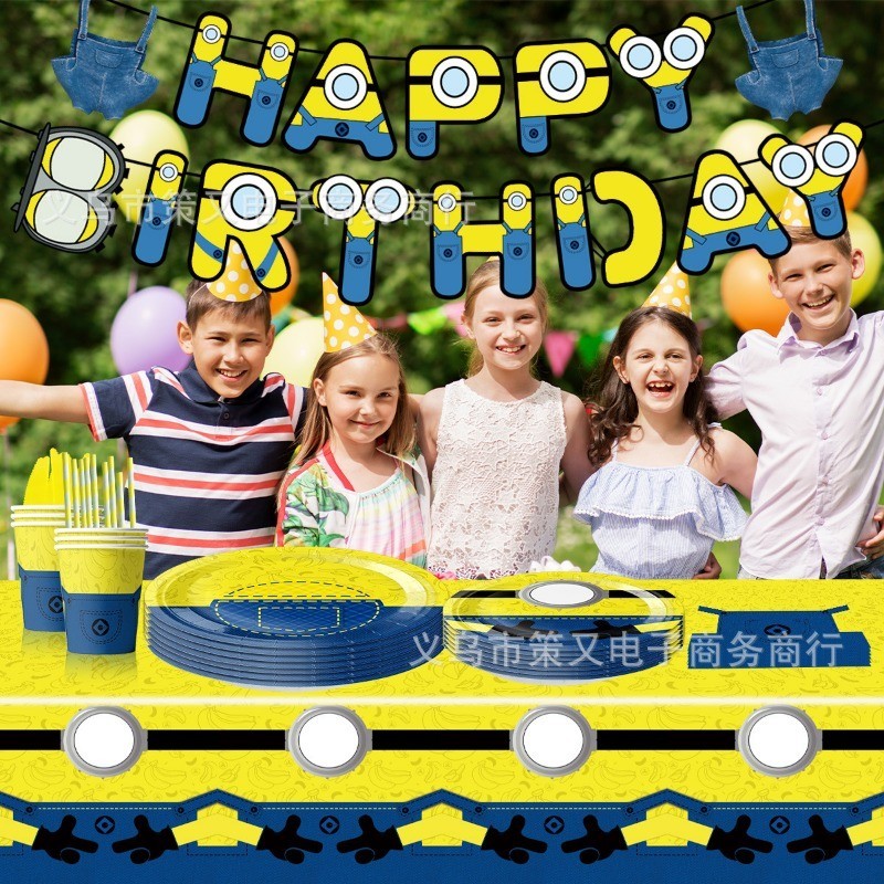 New Cute Minions Cartoon Theme Party Tableware Despicable Me Anime ...