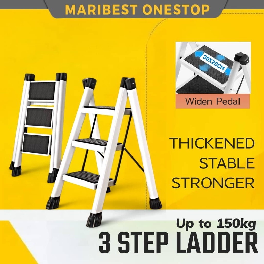 Tangga Lipat 3 Steps Foldable Portable Ladder Stool Steel Ladder Widen ...