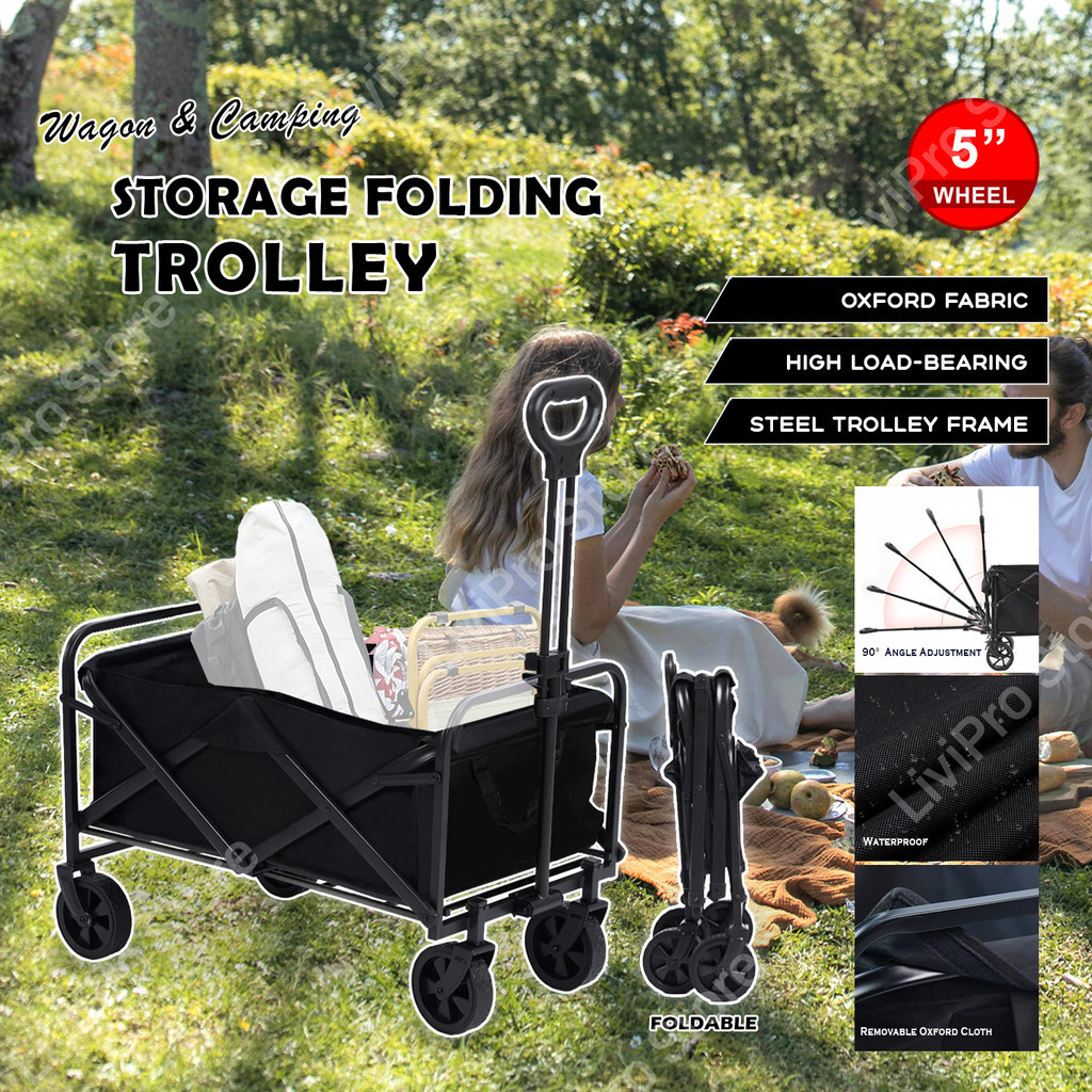 Outdoor Wagon Trolley 5Inch Camping Trolley Foldable Cart Truck ...