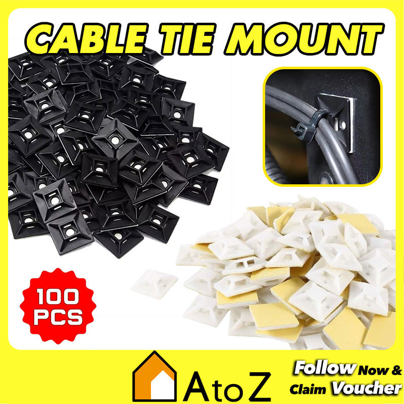 Cable Tie Wall Mount 100 pcs Self Adhesive Stick Holder Cable Ties ...