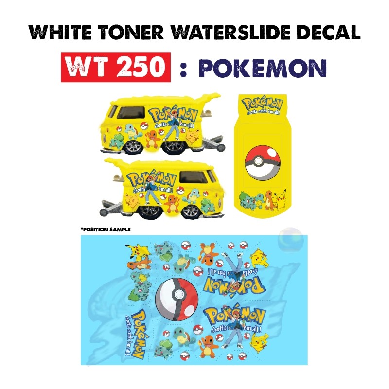 POKEMON Decals Hotwheels Tomica 1:64 diecast custom white toner ...