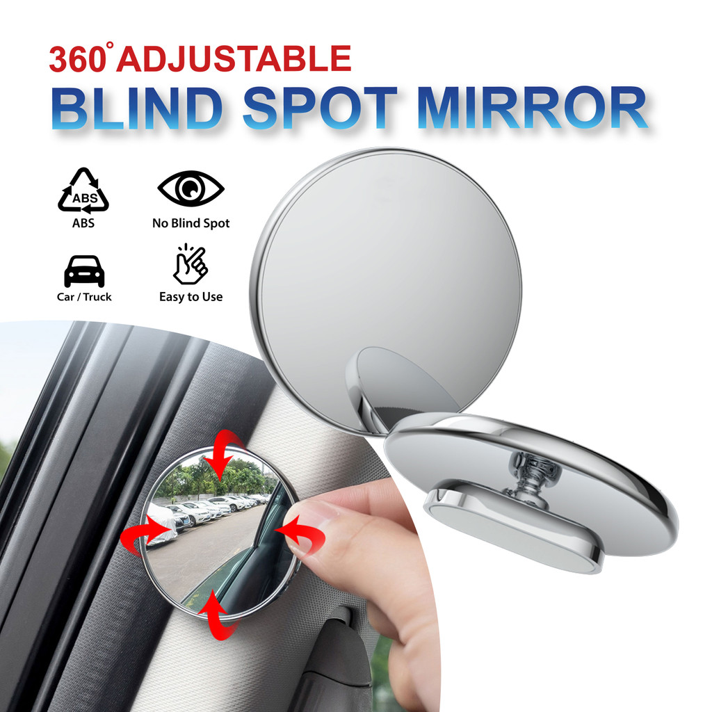 2PCS Universal Car Blind Spot Mirror 360° Adjustable Wide Angle Blind ...