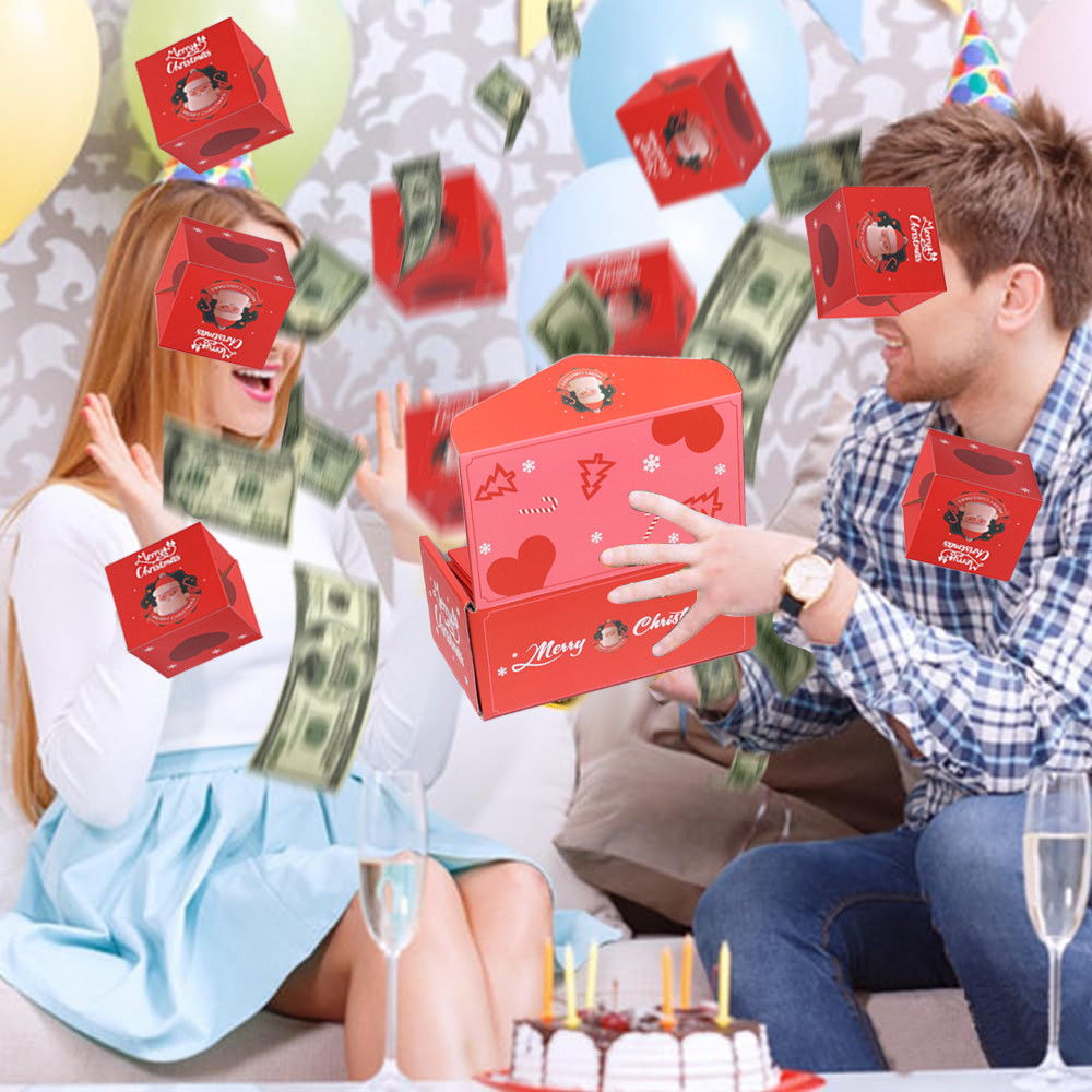 DIY Christmas Surprise Explosion Box - Money Pop Up Folding Paper Box ...