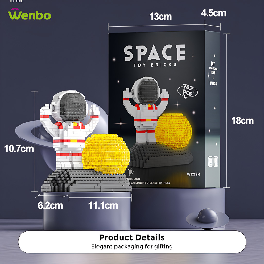 Wenbo Astronaut Block Children Creative DIY Nano Block Assemble Toy Nano Block Astronaut Mini ...