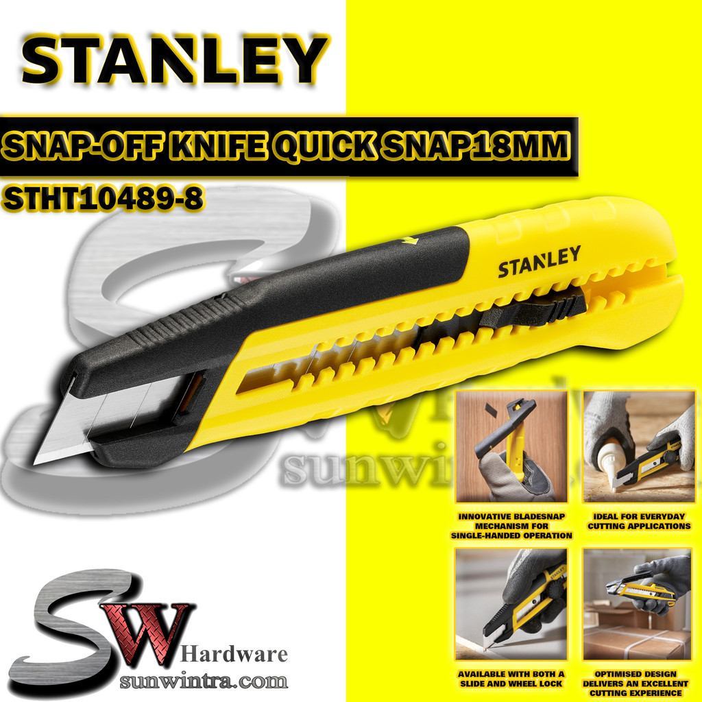 Stanley 18mm Cutter with Integrated Blade Break System Snap-Off Cutter ...