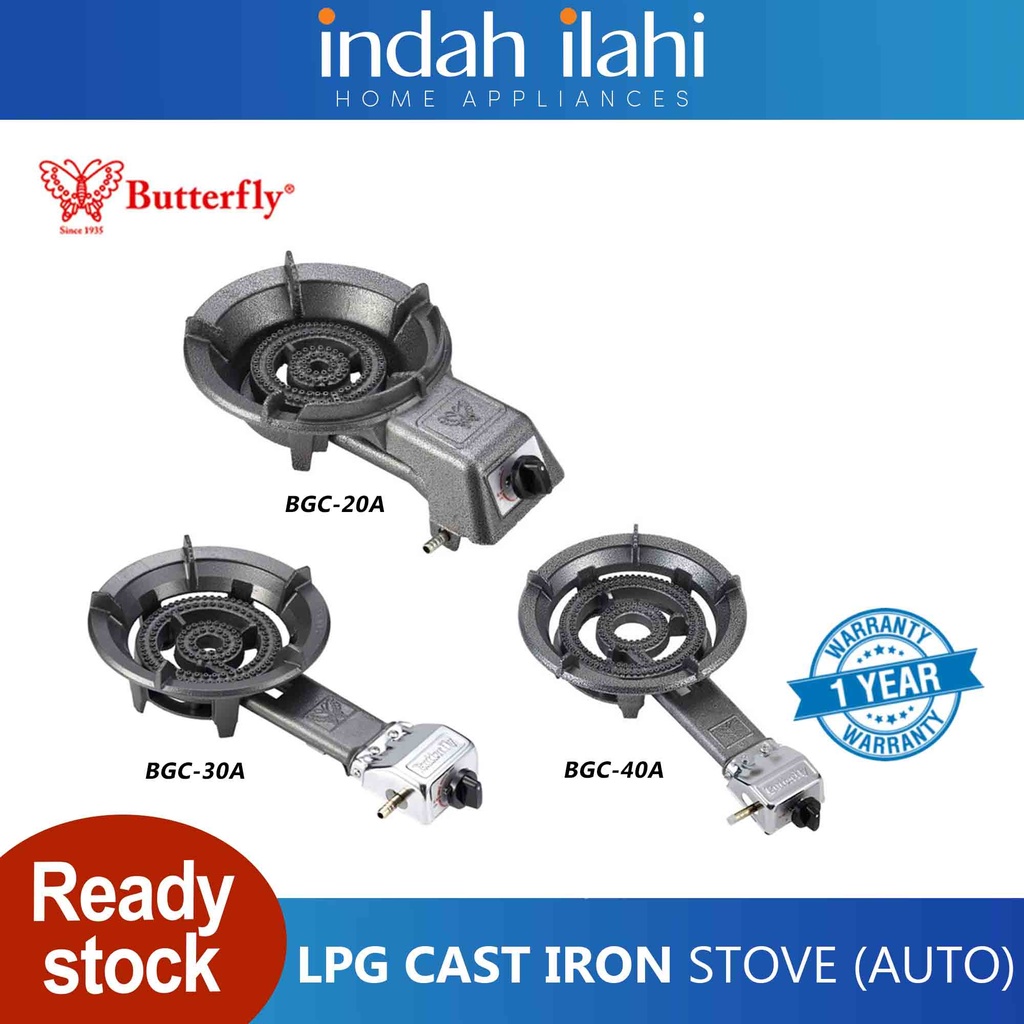 Butterfly LPG Cast Iron Stove (Auto) BGC-20A BGC-30A BGC-40A | Shopee ...