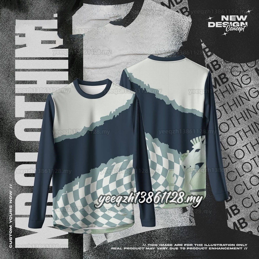 Checker Design Baju Viral Jersey Long Sleeve T Shirt Lelaki Perempuan ...