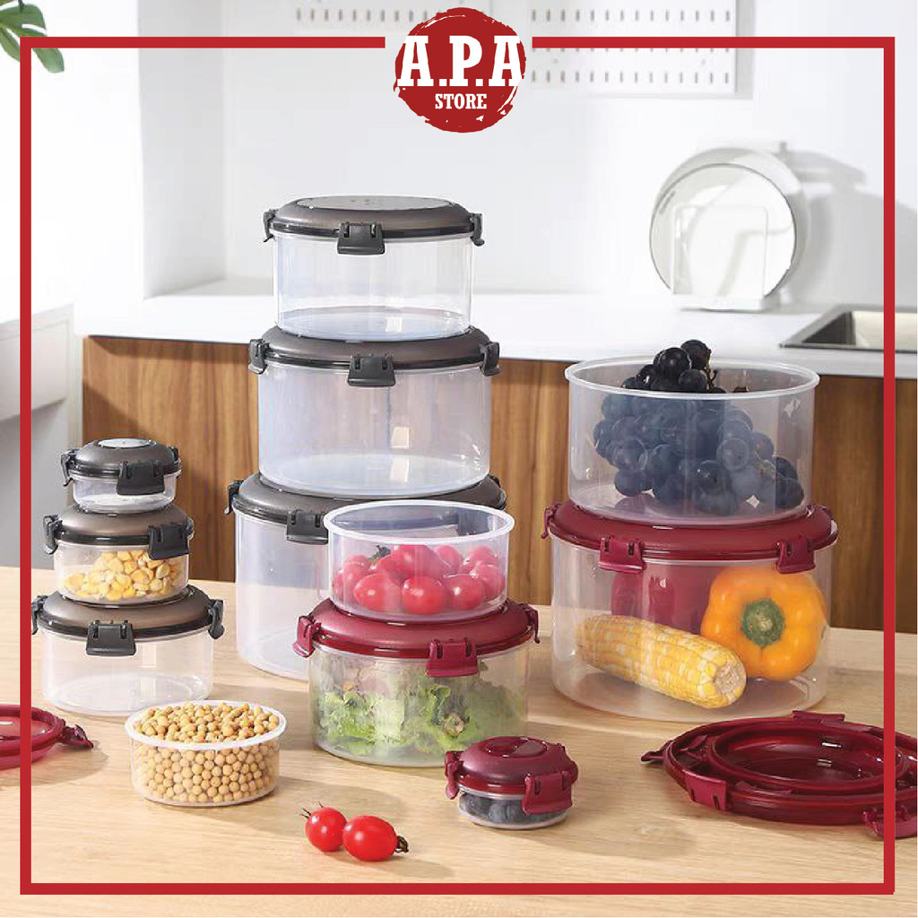 APA Plastic Container 6pcs Set Food Storage Airtight Leakproof ...