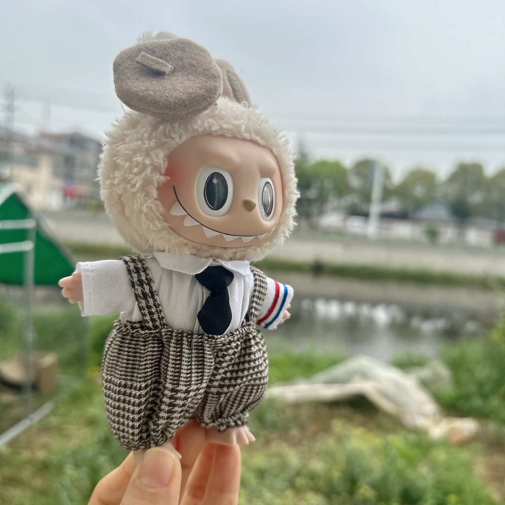Labubu Clothes V1 V2 with Beret Hat 17cm Labubu Have A Seat Outfit ...