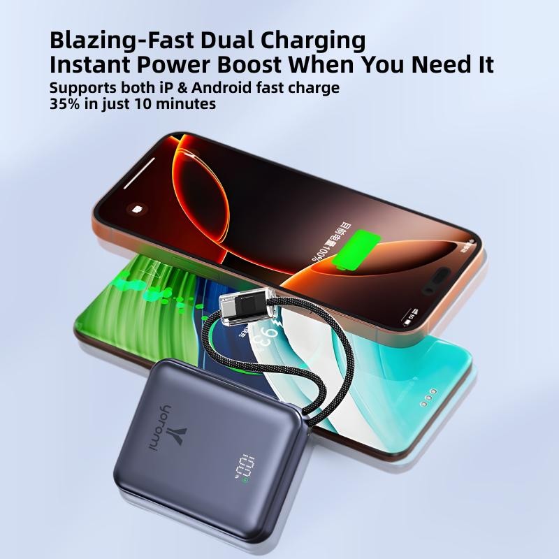 Yoromi YPB-404S 20000mAh Mini Power Bank Cas Cepat 22.5W 20W Dengan Kabel Dual iP Type-C ...