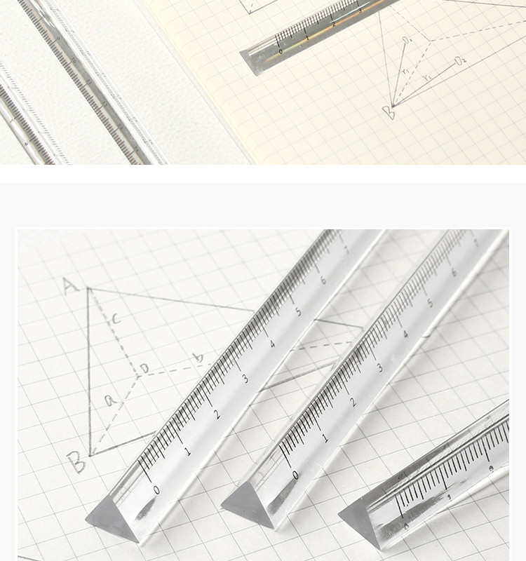 1PCS Transparent Triangular Ruler / Square Ruler Surveying Ruler Exam ...