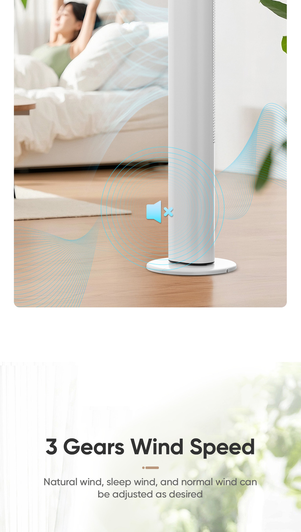Haier Electric Tower Fan with LED Touch Control 15H Timer Cooling Stand ...