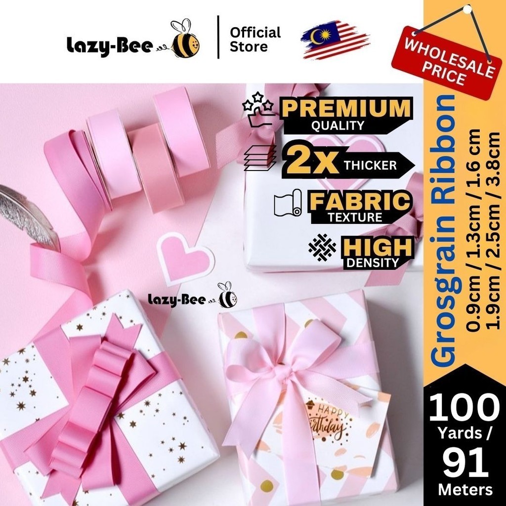 LAZY BEE 100 yards Light Pink Peony Grosgrain Ribbon Wholesale Ribbons ...