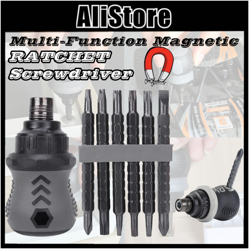 ALi 13 in 1 Short Ratchet Screwdriver, Mini Telescope, Labor Saving ...