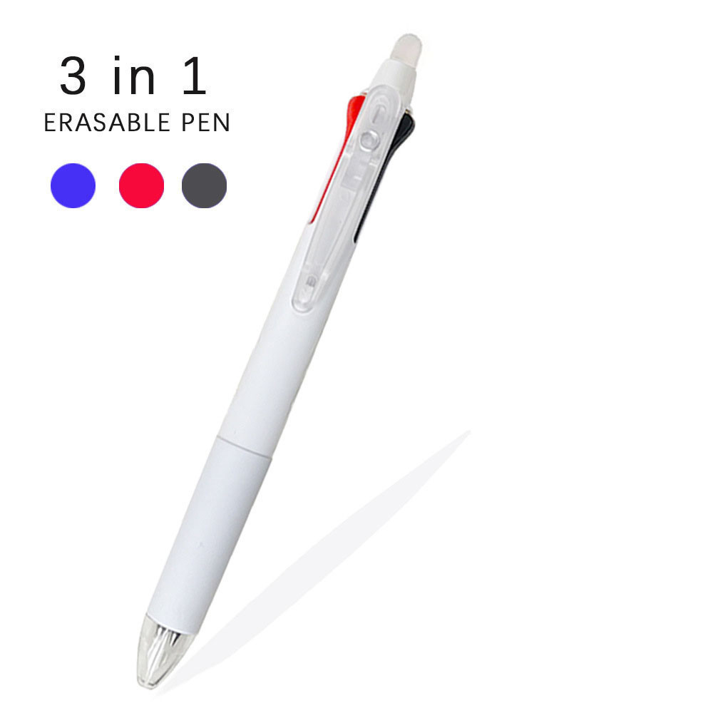 3-in-1 Multi Color 0.5mm Press Erasable Pen Red, Black and Blue Three ...