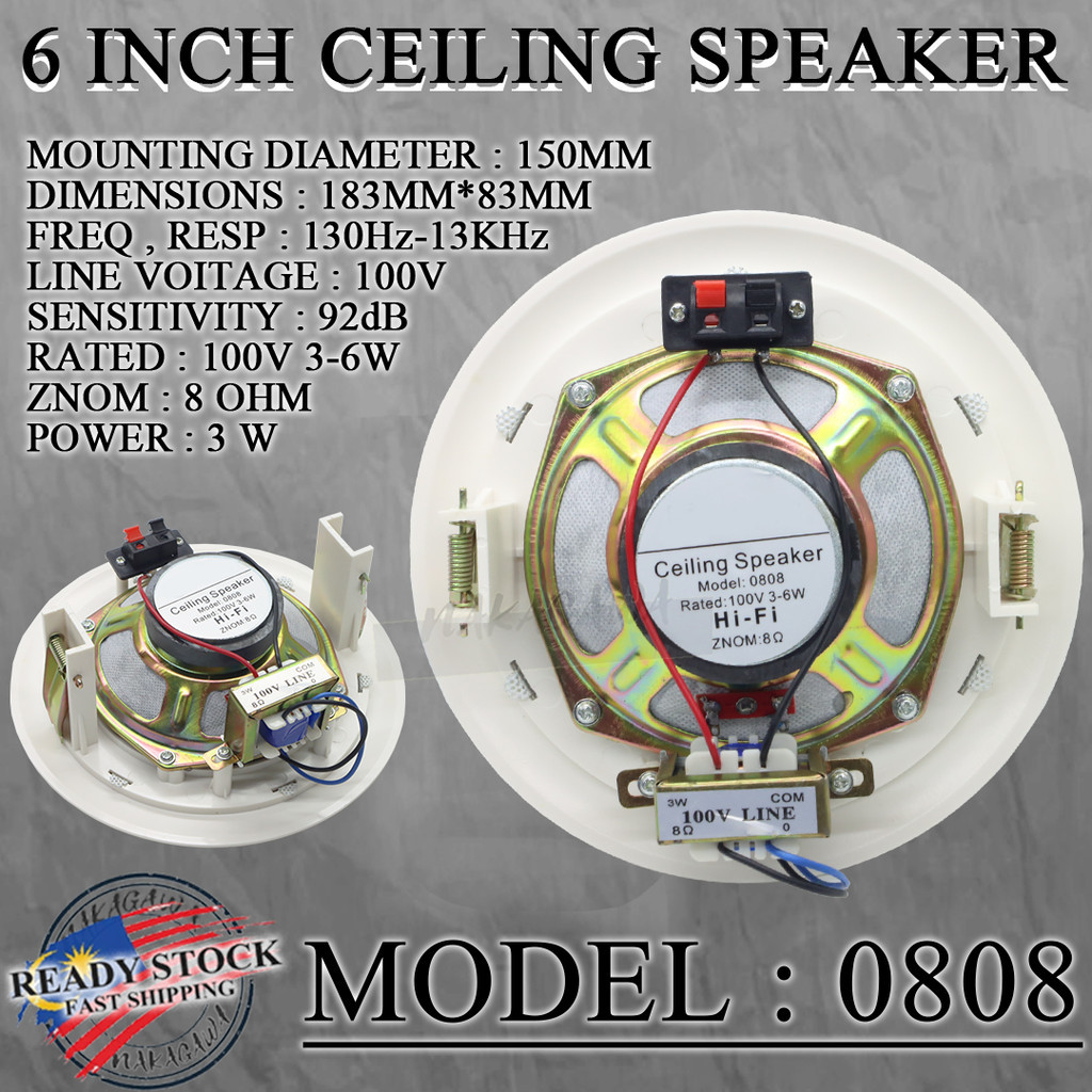 6 INCH INTELLECTIVE PUBLIC ADDRESS SYSTEM CEILING SPEAKER CEILING ...