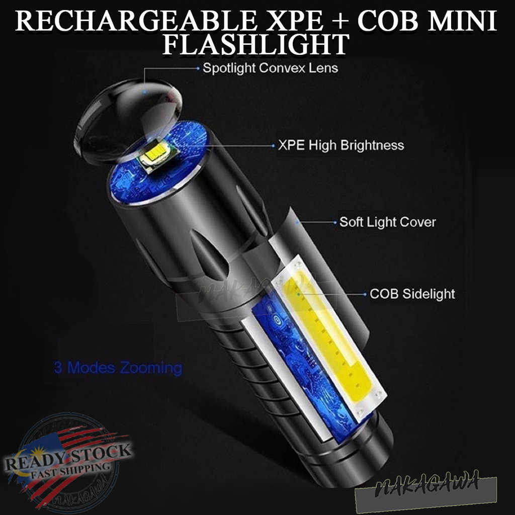 USB RECHARGEABLE LED MINI FLASHLIGHT / TORCHLIGHT - 2 IN 1 FLASHLIGHT ...