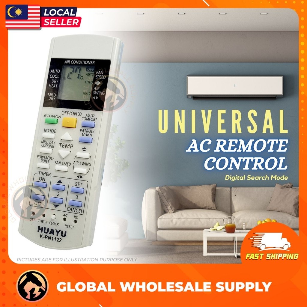 HUAYU K-PN1122 Remote Aircond A/C Remote Control Large LCD Display Unit ...