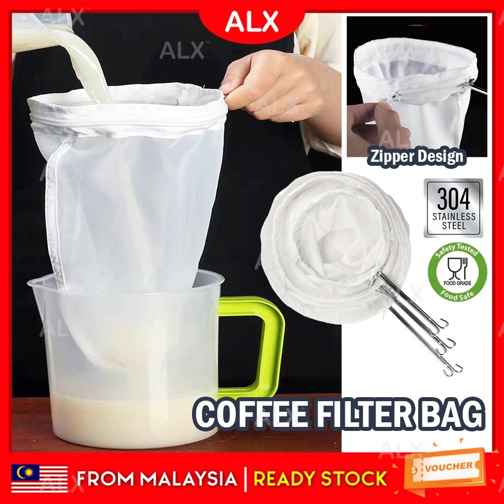 ALX Fabric Mesh Filter Strainer Bag Tea Coffee Filter Stainless Steel ...